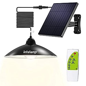 intelamp Solar Pendant Lights, Solar Shed Lights by Remote Control Solar Powered Indoor & Outdoor Lights Hanging Lights for Storage Room Home Yard Porch Balcony