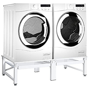 CHARMMA Double washing machine stand,laundry pedestal for washer and dryer with pull-out shelf Raises Your Washer & Dryer,stand steel,Stand Heavy Duty up 440 lb