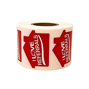 House Shaped I Love Referrals Sticker - Great Real Estate Agents and Sales Supplies (House Shape, I Love Referrals)