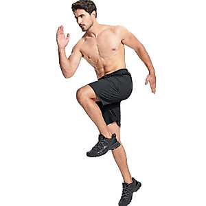 MAGCOMSEN Mens Hiking Shorts Lightweight Cargo Shorts for Men with Zipper Pockets Quick Dry Summer Running Fishing Military Tactical Shorts Black