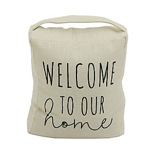 Welcome to Our Home Door Stop with Handle|Decorative Weighted Fabric Door Stopper for Bedroom,Living Room and Exterior Doors