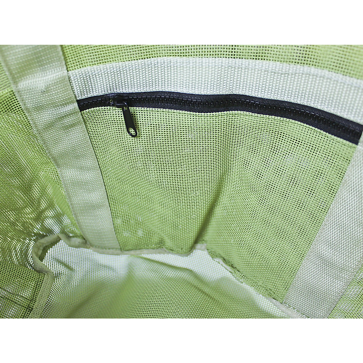 Zoie + Chloe Beach Mesh Tote Bag - 8 Pockets, Zipper, Key Hook & Carabiner