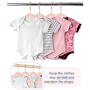 Kids Velvet Hangers, VIS'V 11 Inch Pink Non-Slip Baby Clothes Hangers with 6 Pcs Cute Clothing Dividers for Infant Toddler Boys & Girls Closet Organizer - 30 Pack