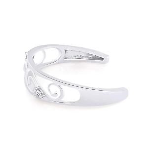 White Natural Round Diamond Accent 14k White Gold Filigree Style Adjustable Toe Ring (I-J Color, I2-I3 Clarity)