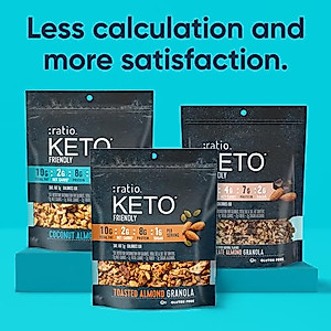 Ratio Coconut Almond Granola Cereal, 1g Sugar, Keto Friendly, 8 OZ Resealable Cereal Bag