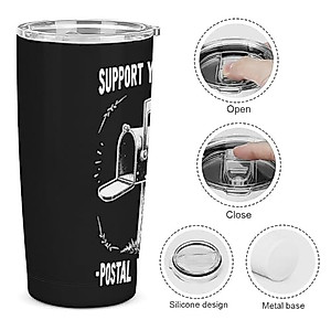 Support Your Local Postal Worker 1 20 OZ Stainless Steel Tumbler Travel Car Coffee Mug with Straw Lid Cleaning Brush Coffee Tumbler Mug for Women Men