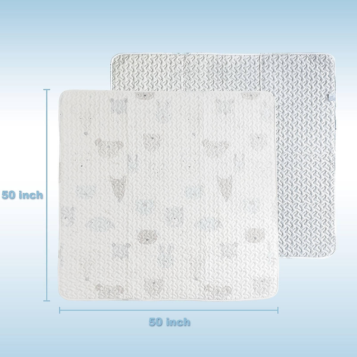 Cartoon Baby Play Mat, Baby Crawling Mat Foldable 50 x 50'' Washable, Thick Playpen Mat, Portable Baby Floor Activity Mat for Playpen Toddler Tummy Time Activity