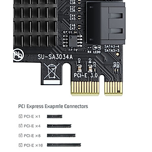 PCIe SATA Card 4 Port,PCI Express to SATA 3.0 Ports Expansion Controller Boot as System Disk for Desktop PC Support SSD and HDD with Low Profile Bracket and 4 SATA Cable