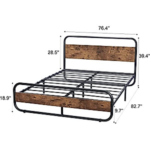 Catrimown King Bed Frame with Headboard LED Bed Frame King Metal Platform Bed Frame King Size Heavy Duty King Wood Platform Bed Frame Under Bed Storage Noise Free No Box Spring Needed