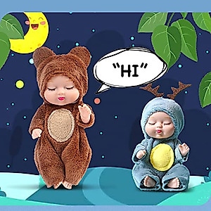 KOILLIEUS 4 inches Mini Small Baby Dolls Toys Action Figures 6 Tiny Babies in a Gift Box (A Edition)