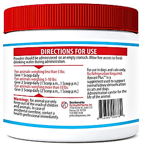 Azovast Plus Kidney Health Supplement for Dogs & Cats, Oral Powder (6 Oz) - (120 Doses/Jar) NO Refrigeration Required - Help Support Kidney Function & Manage Renal Toxins (Made in U.S.A) (6 Oz)