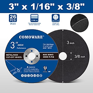COMOWARE 4 1/2" Cut Off Wheel 50+2 Pack, Cut Off Wheels 4 1/2 x 7/8 Inch Ultra Thin, Metal and Stainless Steel Cutting Wheel for Angle Grinder, General Purpose Metal Cutting Disc for Angle Grinder