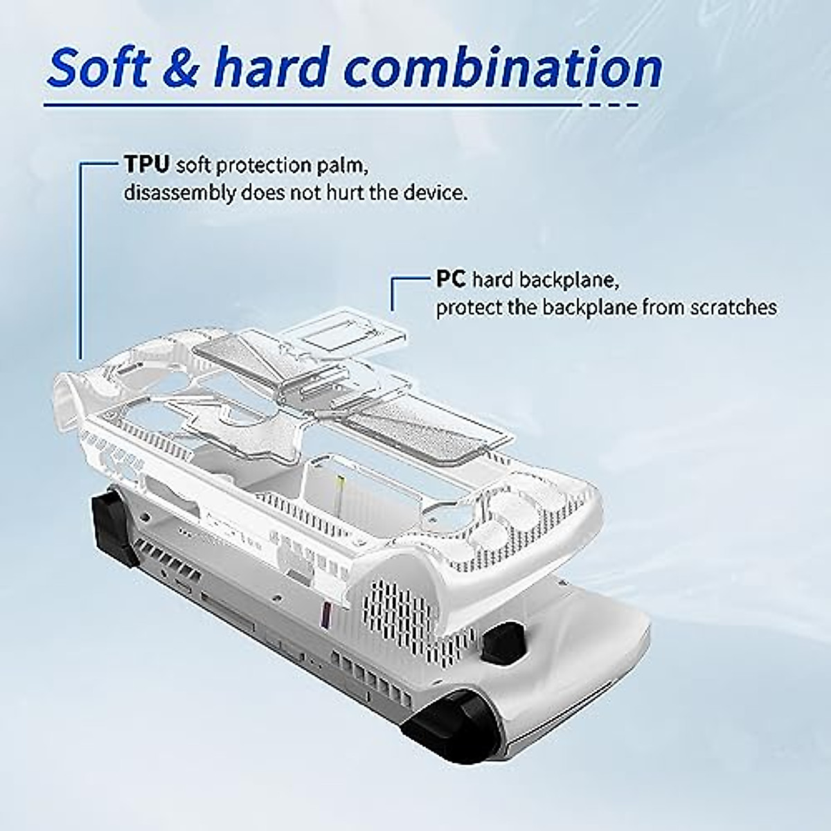 Protective Case for ASUS Rog Ally 7" 2023 with Kickstand -TPU,Flexible,Shockproof, Non-Slip, Anti Collision-2 *Screen Protectors (White)