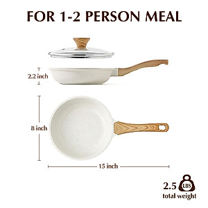 SENSARTE Nonstick Ceramic Frying Pan Skillet with Lid, 8 Inch Omelet Pan, Healthy Non Toxic Chef Pan, Induction Compatible Egg Pan with Heat Resistant Handle, PFAS-Free