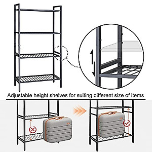 YuAnWe 4 -Tiers Plant Stand with Adjustable Height, Plant Stand Indoor Outdoor Plant Shelf with 500LBS Capacity, Heavy Duty Kitchen Shelves for Garage Home Office Outdoor Indoor