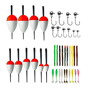 Fishing Bobbers Kit Slip Floats Set Rig Jig Heads Hook Soft Lures Adjustable Popping Cork Fishing Tackle Gear