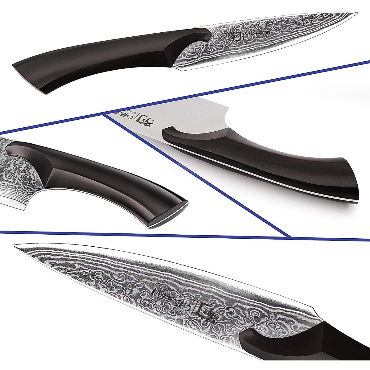 FINDKING 5 Inch Kitchen Utility Knife, Damascus Steel Paring Knife, Sharp Small Fruit Knife for Home Kitchen (Cheetah Series, w/Ebony Wood Handle)