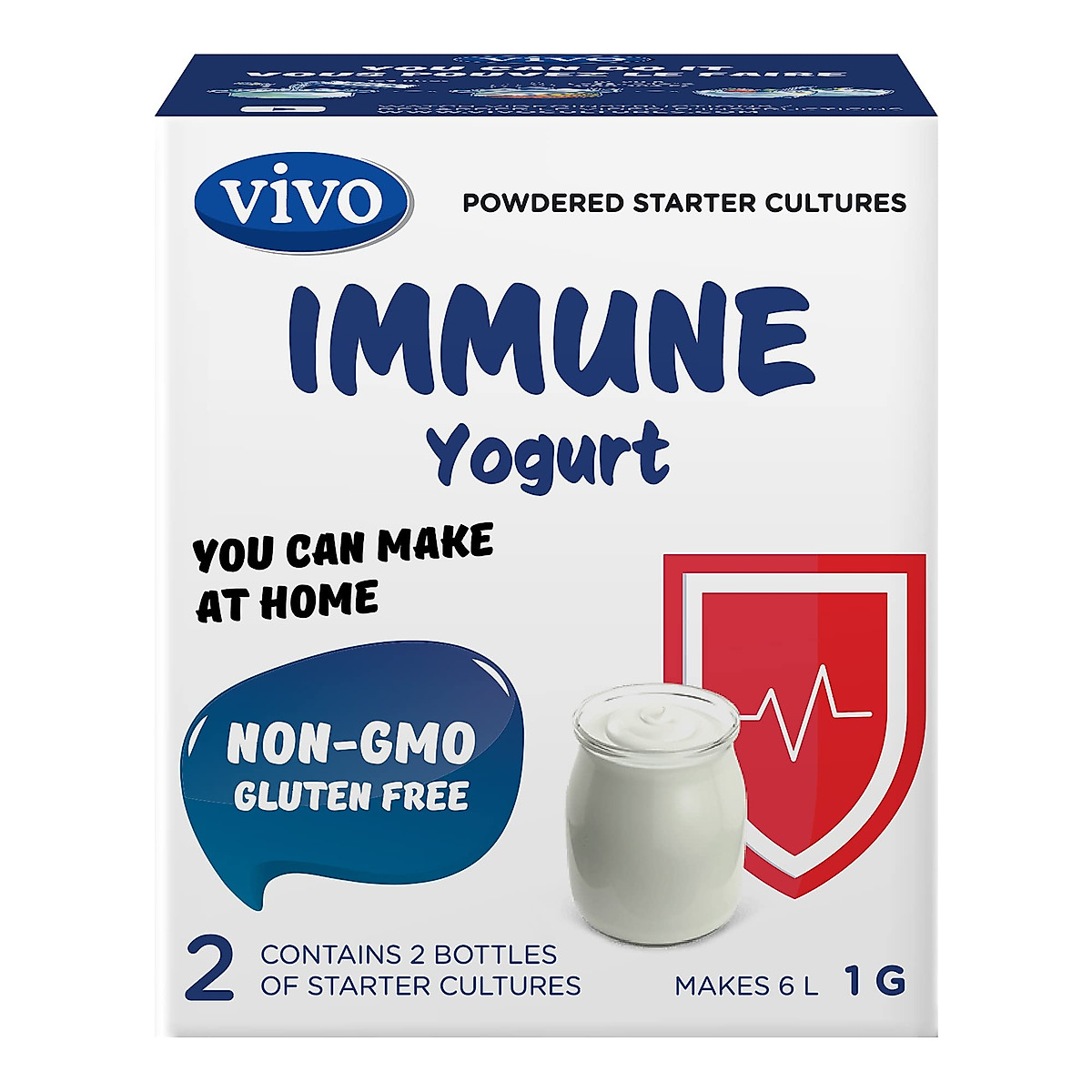 VIVO Immune Yogurt Starter/Natural (5 Boxes) Makes up to 30 quarts of Yogurt