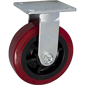 6" X 2" Heavy Duty Caster Set of 4-2 Swivel Casters and 2 Rigid Casters - 3600 lbs Per Set of 4 - (4 Pack) - Dark red Polyurethane on Black Polyolefin Core - CasterHQ Brand Casters