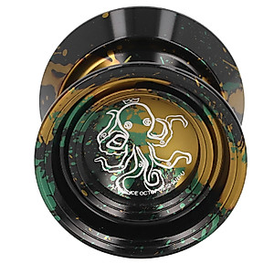 YoYo Ball, Unresponsive Aluminum Alloy Advanced Competition YoYo Ball with Glove 3pcs Strings for Adult Children(Black Gold) Yoyo Yo Yo