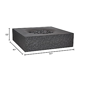Pyromania Monument Outdoor Concrete Fire Pit Table, 41 x 41 Inches - Natural Gas Model in Charcoal Gray Color