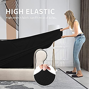 Easy-Going 2 Pieces Stretch Oversized Chair Couch Cover Sofa Cover for Dogs Sofa Slipcover for Separate Cushion Couch Jacquard Fabric Elastic Furniture Protector for Pets (Black, Oversized Chair)
