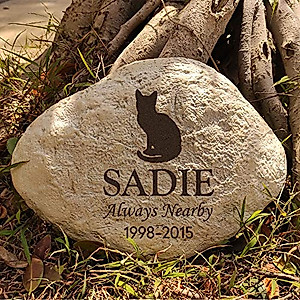 MARYTUMM Personalized Cat Memorial Stone, Custom Cat Grave Markers, Cat Headstone, Cat Memorial Plague, Cat Loss Gift