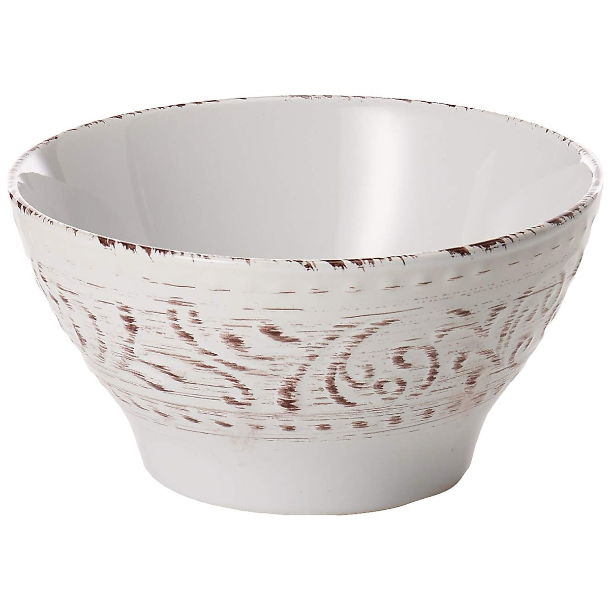 Elama Embossed Stoneware Ocean Dinnerware Dish Set, 16 Piece, Seashell and White Sand