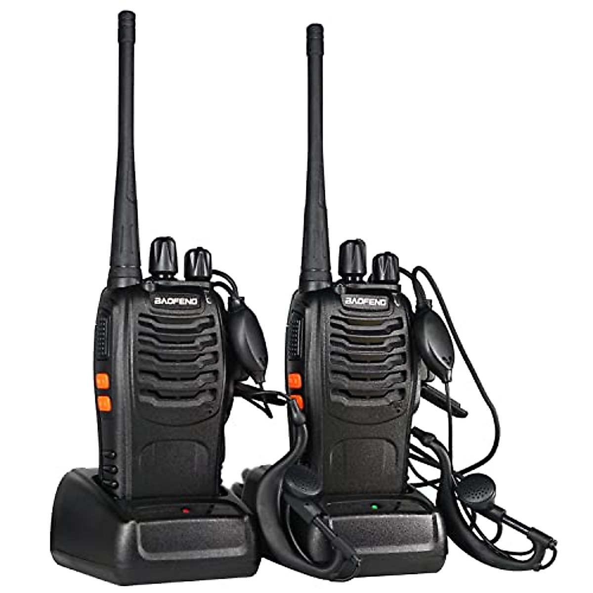 BAOFENG BF-888S Rechargeable Walkie Talkies for Adults, Handheld Two Way Radios Long Range with Earpiece and Mic, Wireless Walkie Talkie with Li-ion Battery and Charger, Walky Talky(2 Pack)