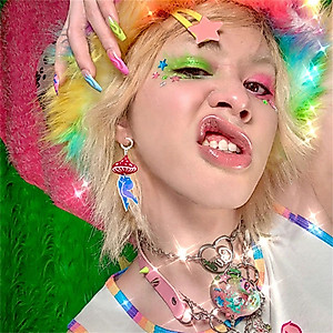 Dreuyet Exaggerated Funny Mushroom Leg Earrings for Women Retro 80s Earrings Personality Dancer Beautiful Legs Ballet Earrings Colorful Acrylic Mushroom Leg Earrings (Mushroom Leg)