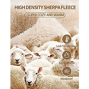 Flygo Men's Winter Warm Active Fleece Joggers Pants Athletic Sherpa Lined Sweatpants(02 Black-L)