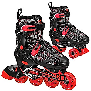 Roller Derby Caspian Boys Adjustable Inline-Quad Combo Skates - RED/Black Size 12-2
