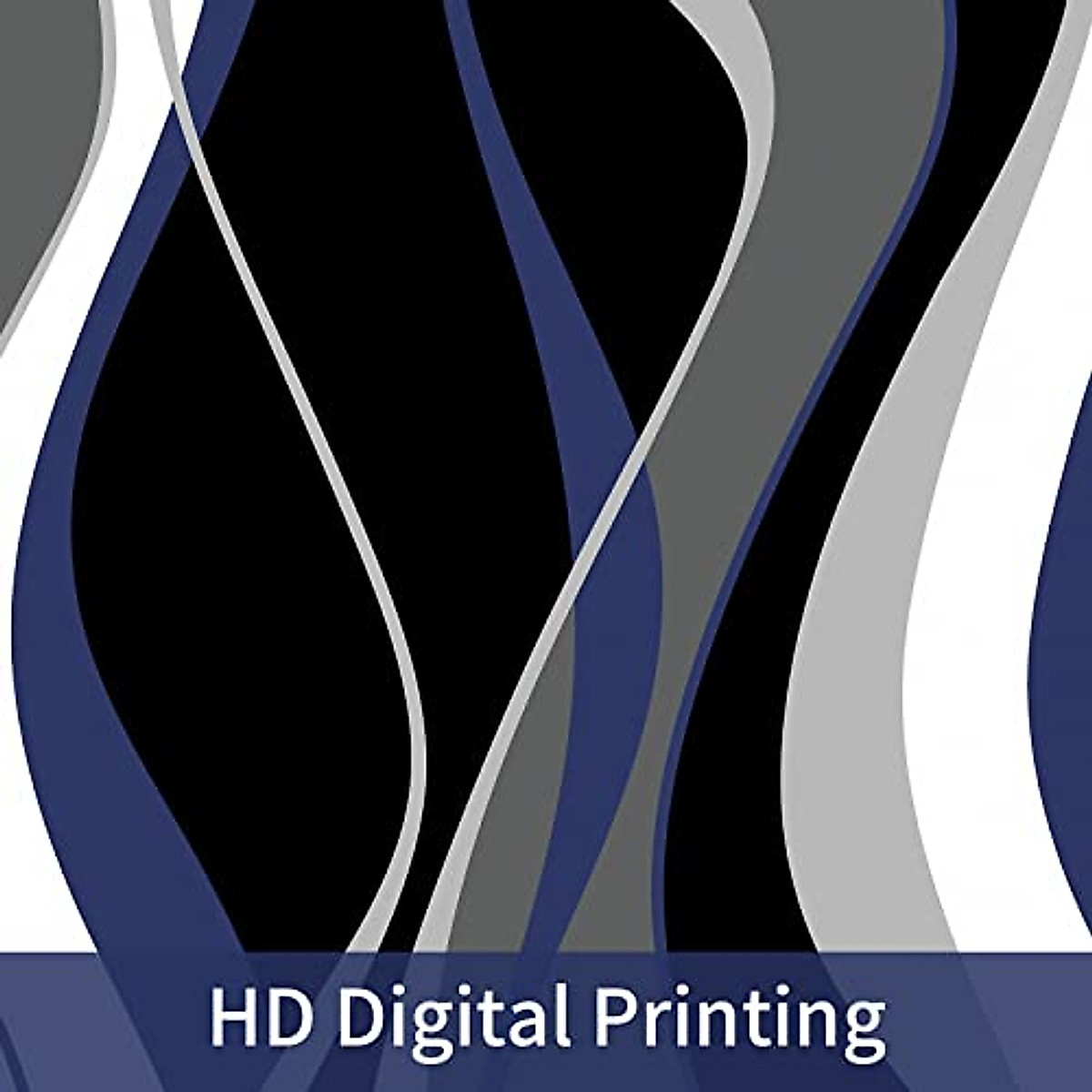 MitoVilla 4 Pcs Modern Bathroom Sets with Shower Curtain and Rugs, Striped Shower Curtain Sets with Rugs for Bathroom Decor, Bathroom Decor Curtain Sets with Mats and Accessories, Navy Blue and Black