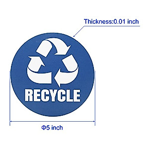 M METERXITY 6 Pack Recycle Sticker - Home Trash Can Labels, Strong Adhesion & Smooth Surface, Apply to Kitchen/Garden Trash Bin (5 Inch, White on Blue)