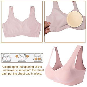 URSMART 6 Pairs Round Bra Inserts Pads, Removable and Washable Bra Cups Inserts for Bikinis Top Swimsuit Sport Bra (A/B Beige White)