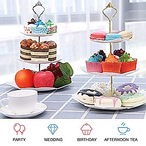 3 Tier White Cupcake Stands, 2 Pack Plastic Tiered Serving Tray, Dessert Display Stand for Party Birthday Wedding Baby Shower Christmas
