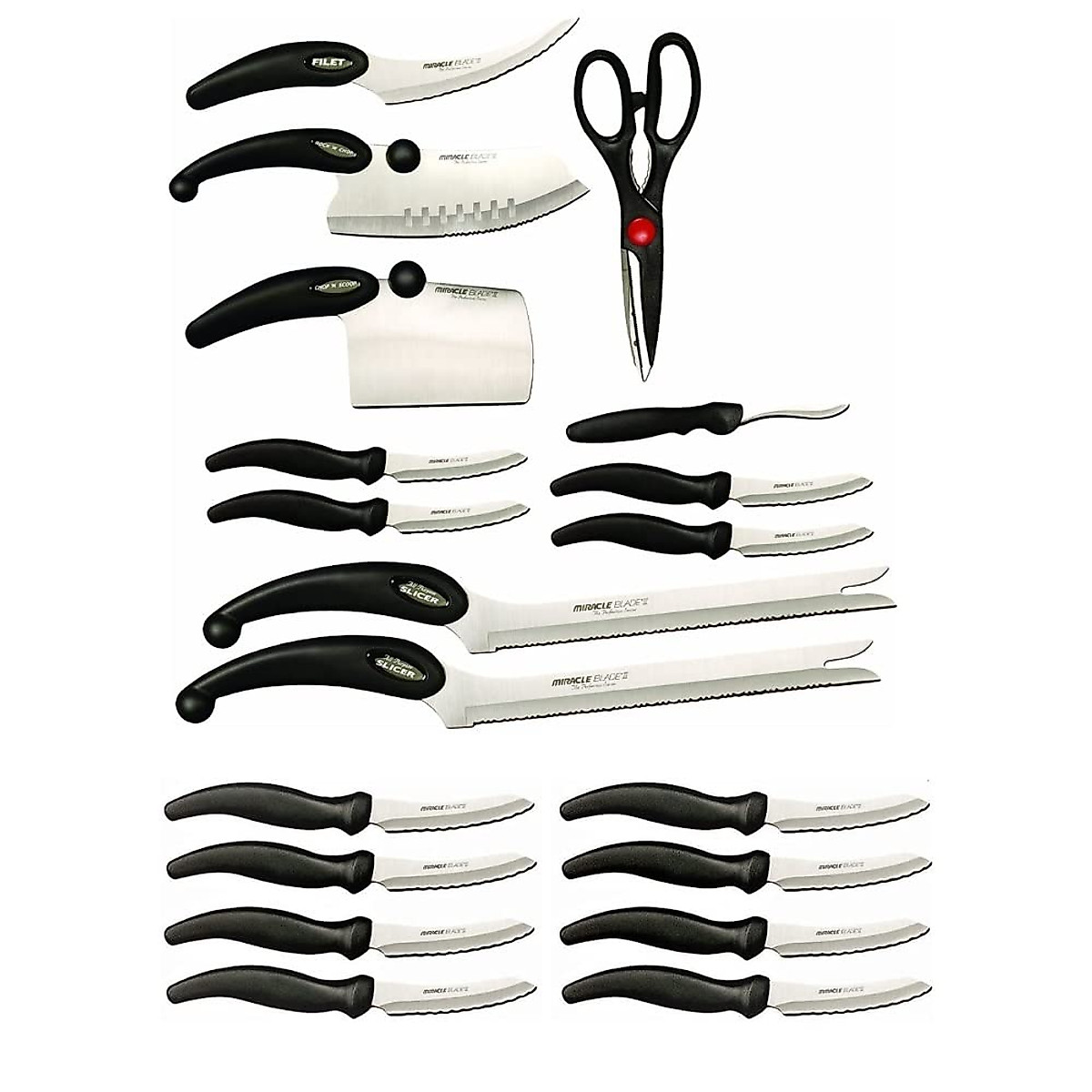 Miracle Blade IV World Class Professional Series 13 Piece Chef's Knife Collection and 8 IV World Class Steak Knives