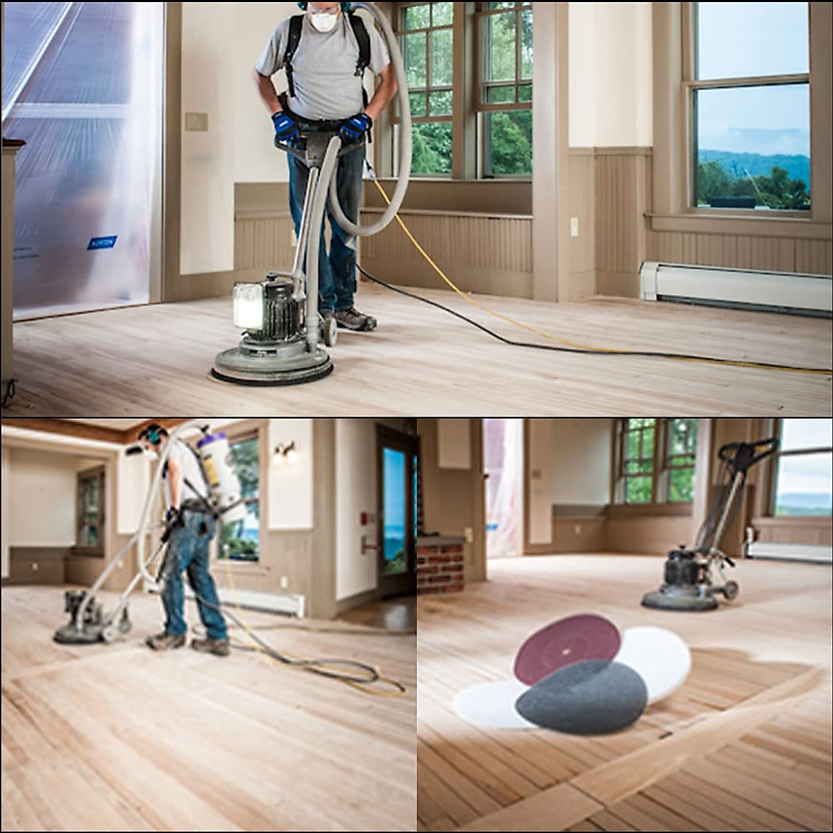 HUAALIUCHE 17" Sanding Screen Discs - Mesh Floor Sanding Screen - Black Silicon Carbide - for Wood Floors (10 Pack, 80 Grit)