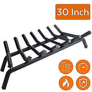INNFINEST Fireplace Log Grate 27 inch 6 Bar Fire Grates Heavy Duty 3/4” Wide Solid Steel Indoor Chimney Hearth Outdoor Fire Place Kindling Tool Pit Wrought Iron Wood Stove Firewood Burning Rack Holder