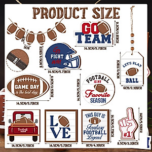 Dandat 15 Pcs Fall Football Decor Football Tiered Tray Decor Fall Tiered Tray Decorations Set Table Decorations Centerpieces for Home Fans Club Party Supplies(Football Game)