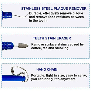 Portable dental picks, Teeth Stain Remover, Mini Travel Plaque and Tartar Remover with chain Mini Stain Eraser Dental Tooth cleaning tools, Interdental Pick,Tooth Kit for Travel & Home Use (2Pcs)