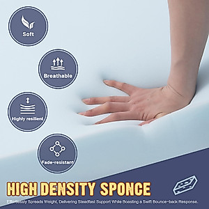 YIJIAN HOME Outdoor Bench Cushion 3.5inches Memory Foam Waterproof Patio Furniture Bench Cushion Porch Swing Cushion with Handle and Adjustable Strap, 48 x 18 Inch Navy