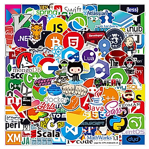 102Pcs Programmer Logo Stickers Pack for Laptop，Funny Science Decals for Teens，Vinyl Waterproof Math Sticker for Water Bottles，Phone，Hard Hat，Skateboard，Scrapbooking，Gifts for Kids/Adults