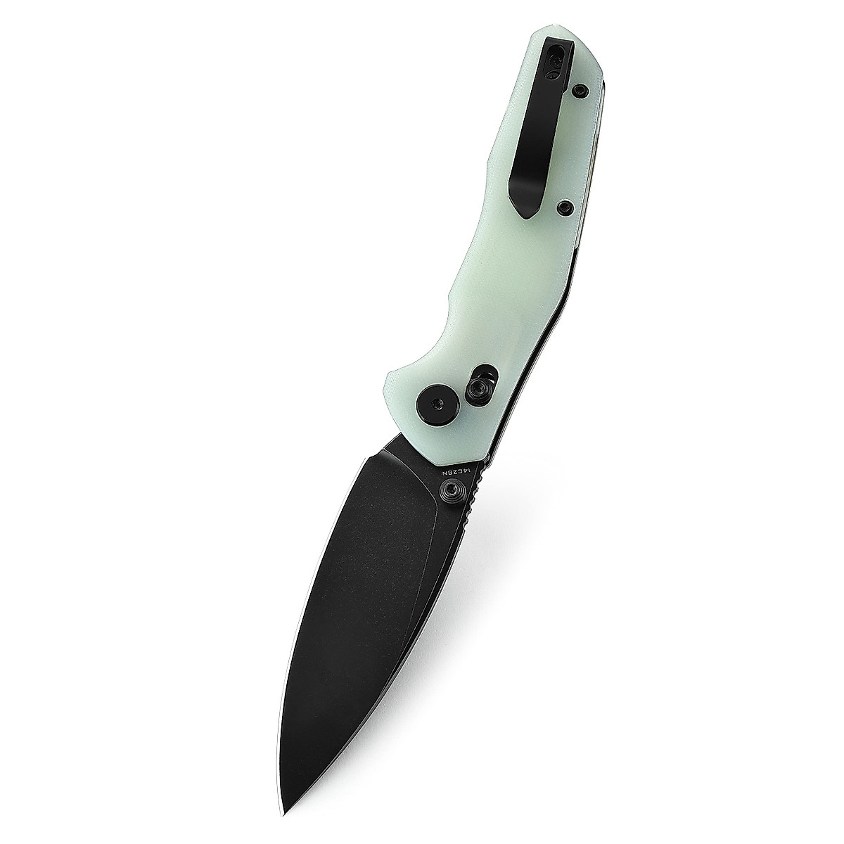 BESTECHMAN Ronan EDC Folding Knife Jade G10 Handle Pocket Knife, 14C28N Steel Thumb-Stud Outdoor Tools, BMK02I (Jade Handle)