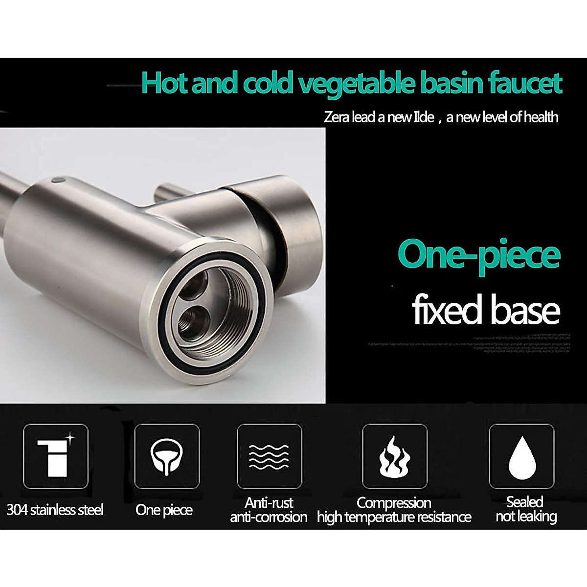 Faucet Bathroom Kitchen Brushed Nickel Stainless Steel Lead-Free,Bar Sink Faucet Tap Small Mini Kitchen Bath Faucet Farmhouse Vanity Sink Lavatory,External Welding (Size : Inner Welding)