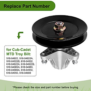 Belleone 918-04822B Spindle Assembly Fits for Craftsman Cub Troy Bilt Pony Bronco 42" Mower Deck Tractor, Come with All Mounting Hardware Include Threaded Bolt, Replace 918-04822A 618-04822