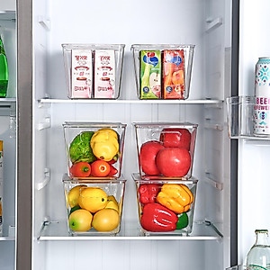 Vtopmart 6 Pack Clear Stackable Storage Bins with Lids, Medium Plastic Containers with Handle for Pantry Organization and Storage,Perfect for Kitchen, Fridge, Cabinet, Bathroom Organizer