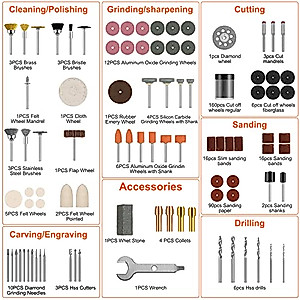 Rotary Tool Accessories Kit, AboLife 365 Pieces Multi-Purpose Accessory Set, 1/8"(3.2mm) Diameter Shanks Universal Fitment for Cutting, Grinding, Polishing, Drilling and Engraving, Accessory Kit