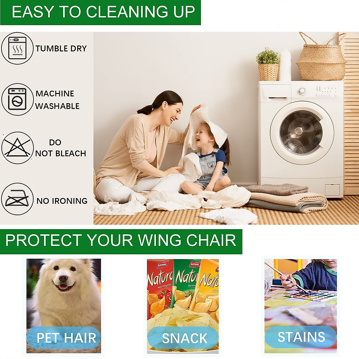 CRFATOP 2 Piece Chair Covers Stretch Sofa Covers Couch Slipcovers Washable Armchair Sofa Couch Slipcover Furniture Protector with Elastic Bottom for Living Room, S, A13