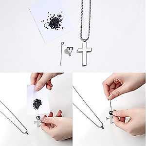 Personalized Custom Engraved CREMATION CROSS URN Necklace Ashes Jewelry Urns Waterproof Pendant Stainless Steel Memorial Ashes Keepsake-B&S